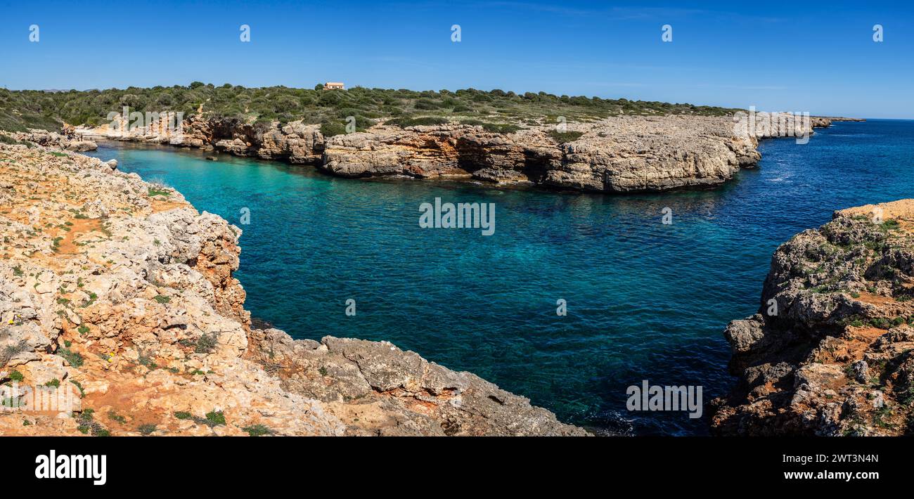 turquoise waters in Cala Petita, Porto Cristo, coast of Manacor ...