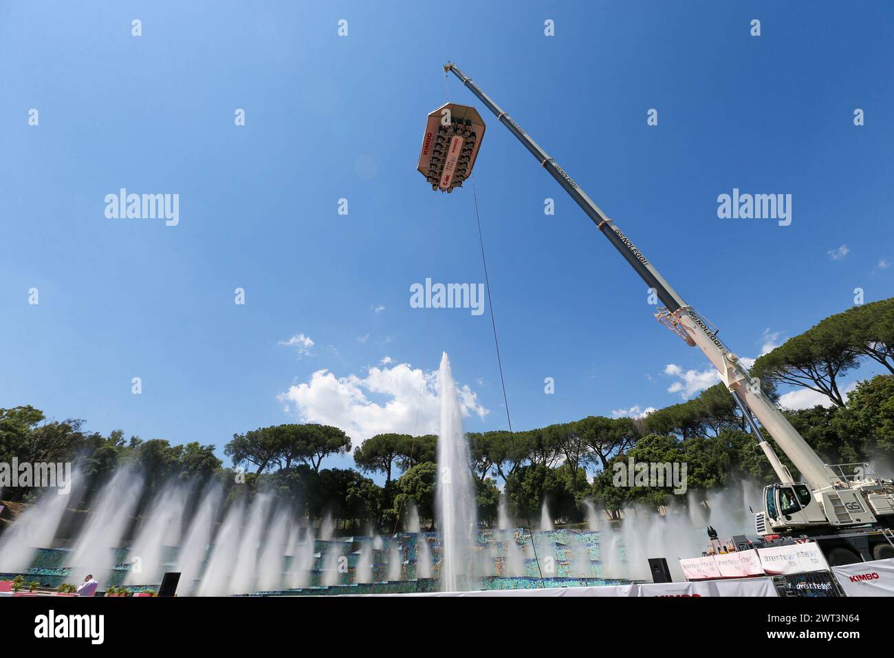 A view of "Dinner in the Sky", a suspended platform 50 meters above the ...