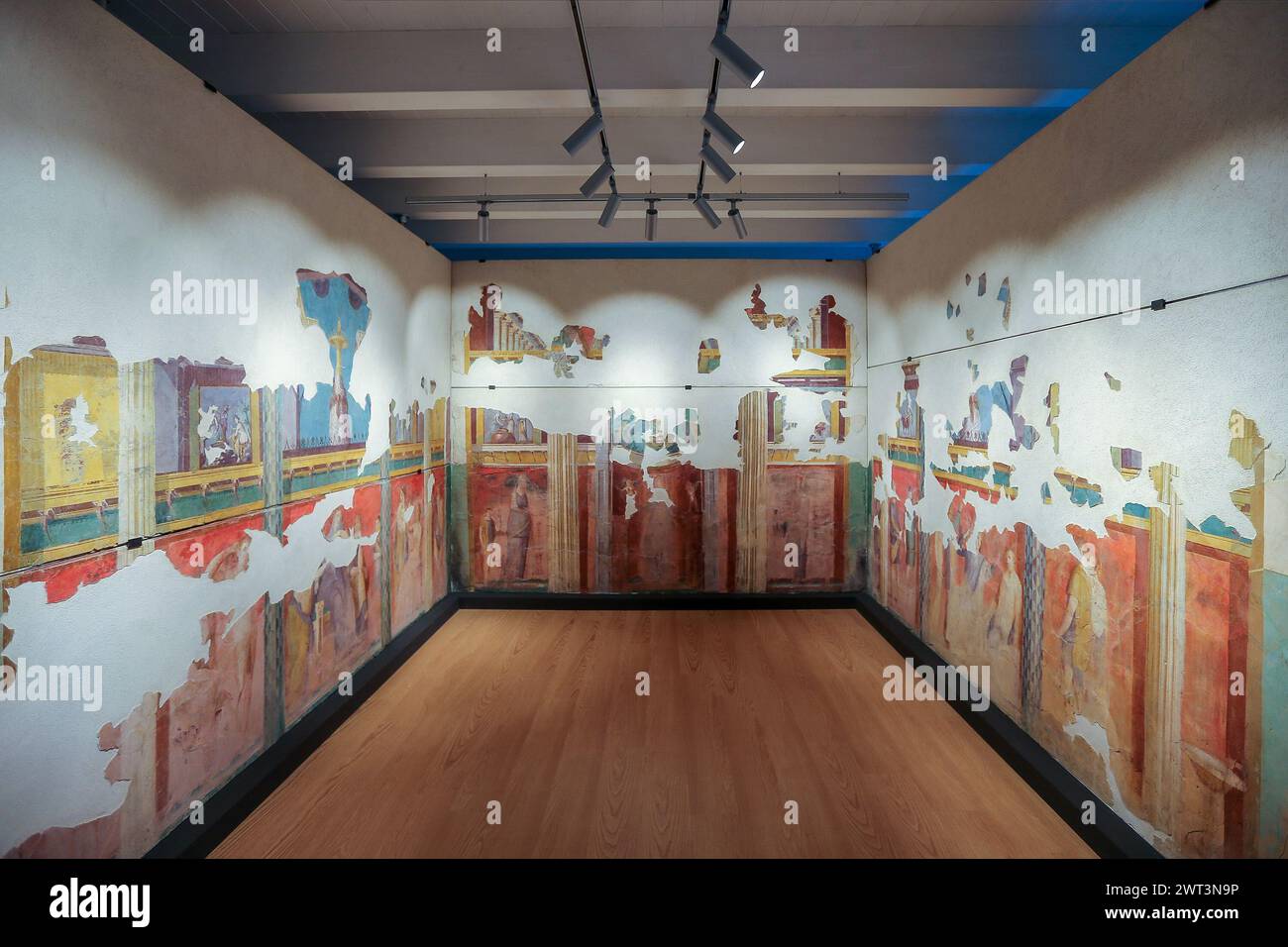 A general view of a fresco of a Pompeian villa, inside the ...