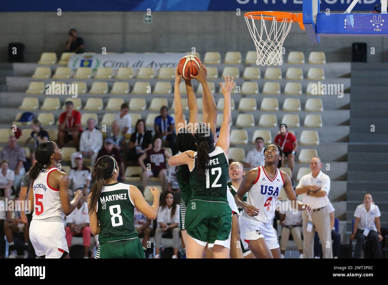 J. Carter of USA and Lopez Copado of Mexico in action during the women ...