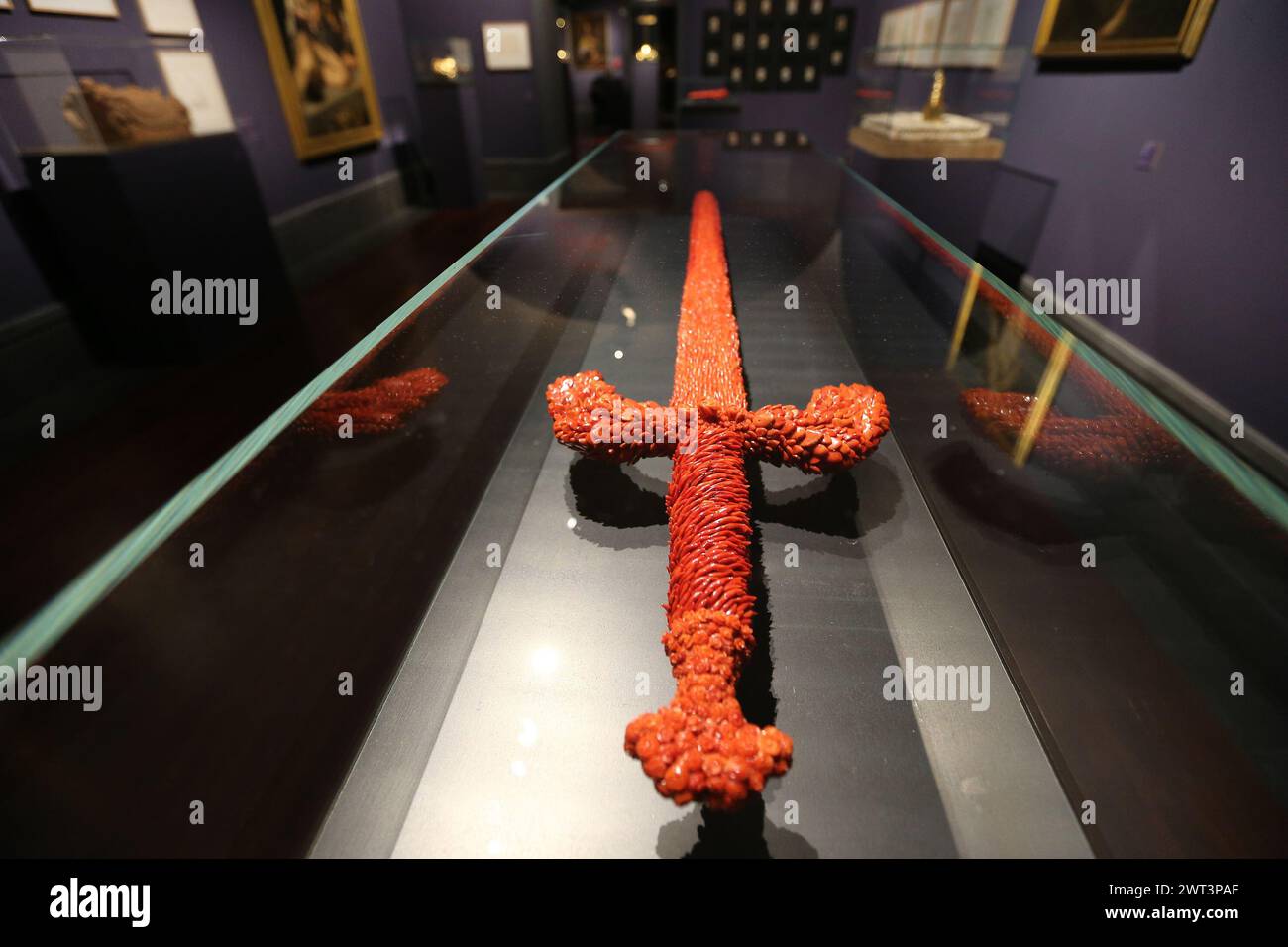 A coral sword, by the artist Jan Fabre, in the "Red Gold" exhibition ...
