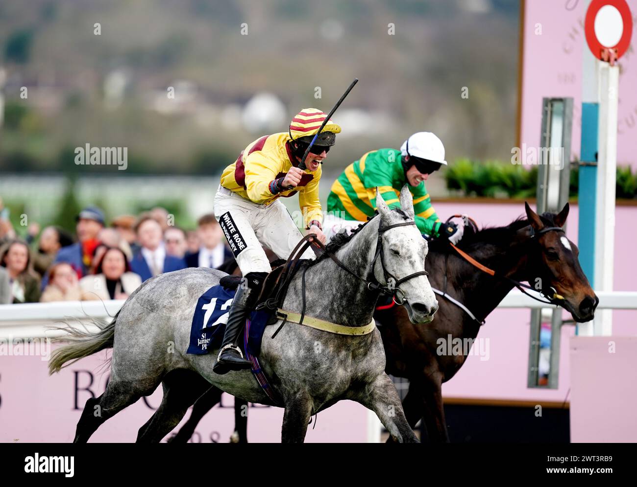 Sine Nomine ridden by jockey John Dawson (left) wins the St. James's ...