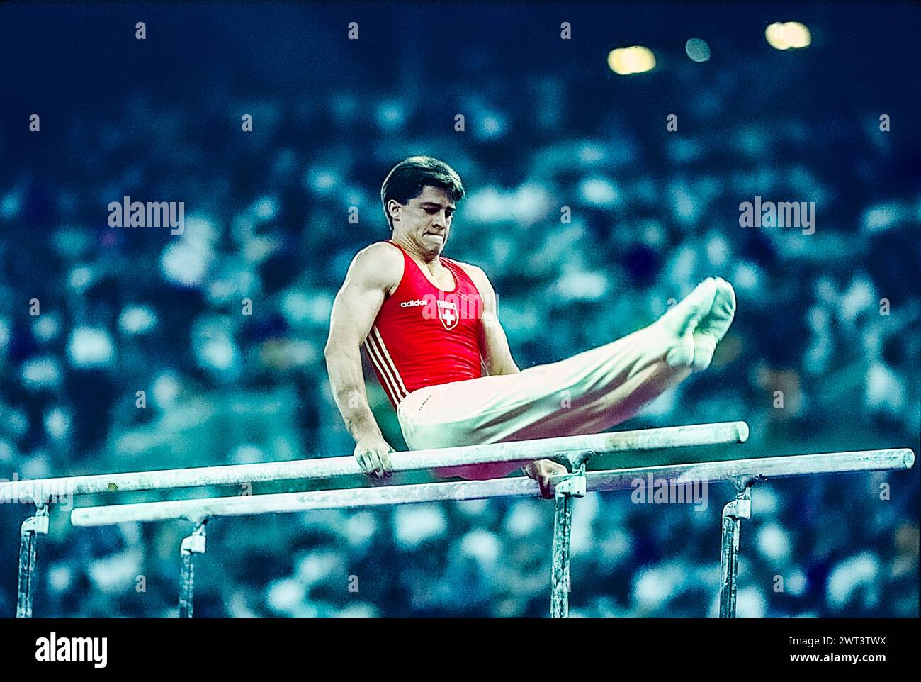 Michael Engeler (SUI) competing in the men's artistic team all-around ...