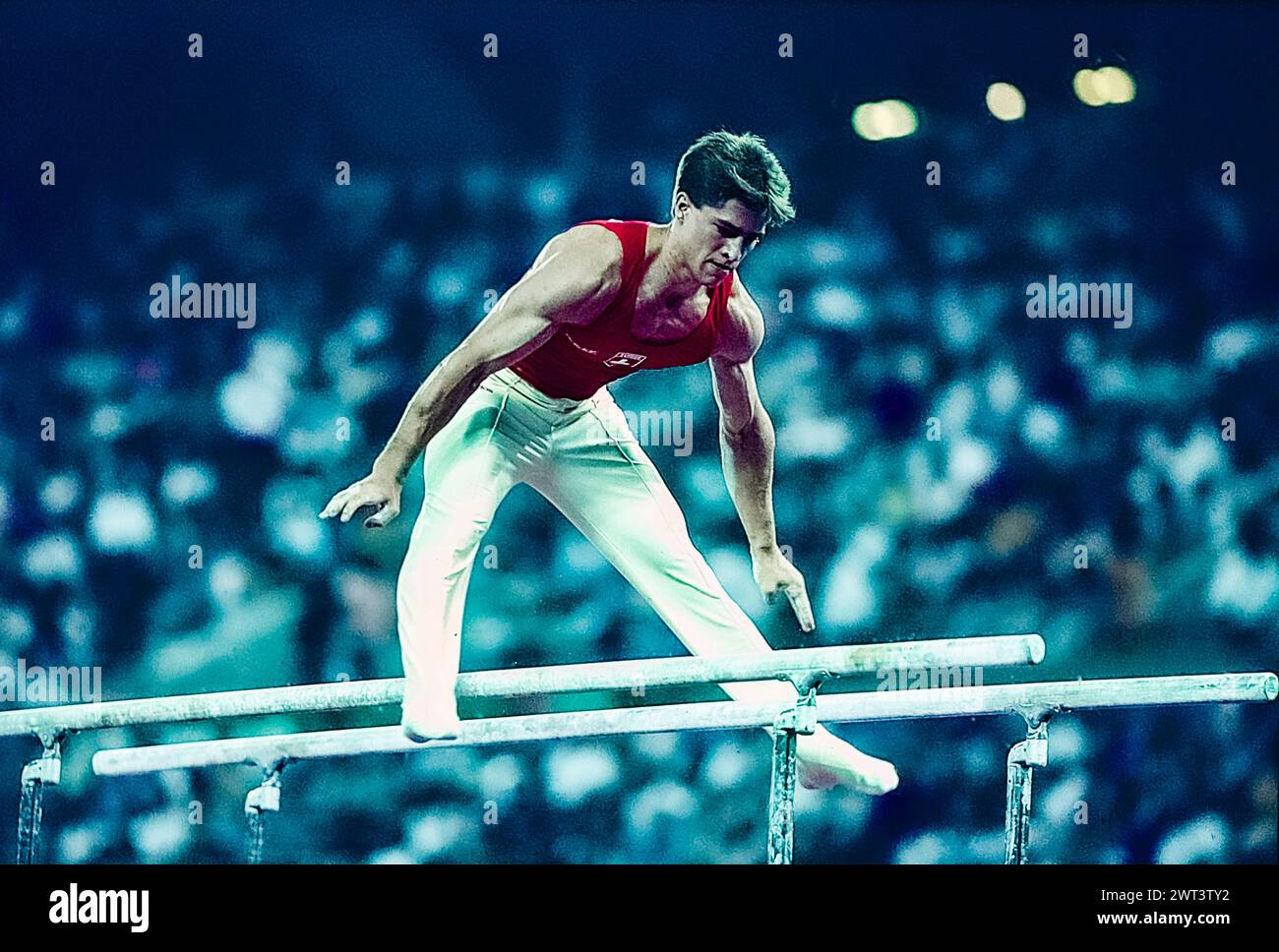 Michael Engeler (SUI) competing in the men's artistic team all-around ...