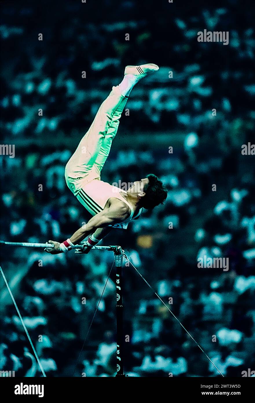 Marius Gherman (ROM) competing in the men's artistic team all-around ...
