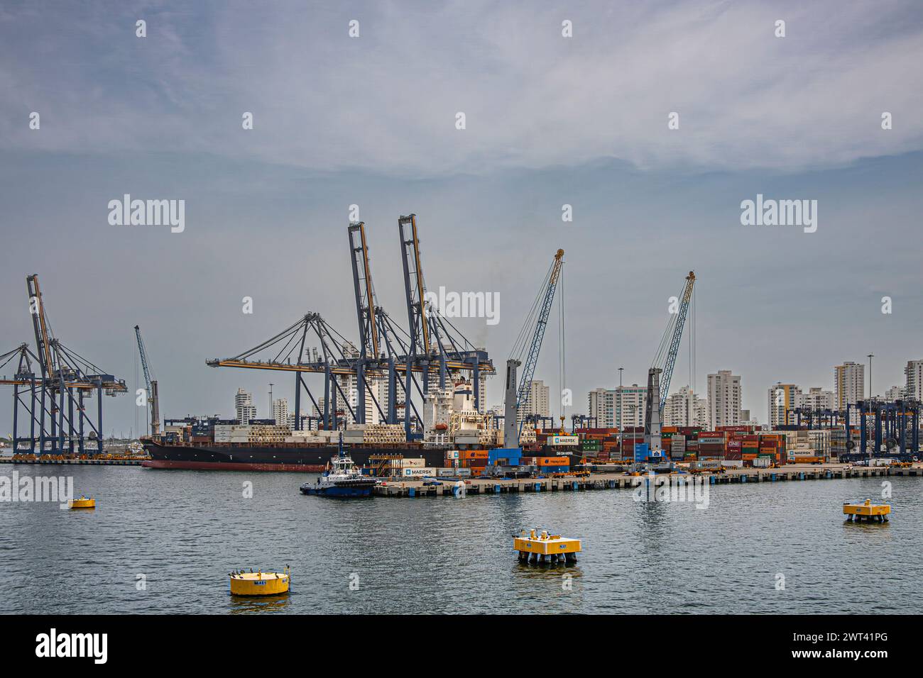 Cartagena, Colombia - July 25, 2023: View on SPRC container terminal ...