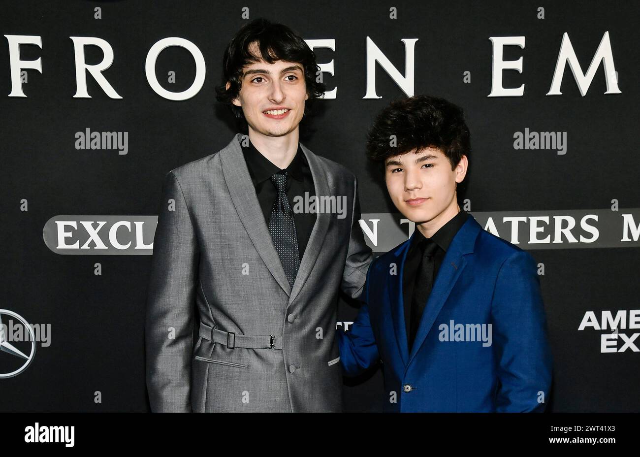 Finn Wolfhard, left, and Logan Kim attend the premiere of "Ghostbusters ...