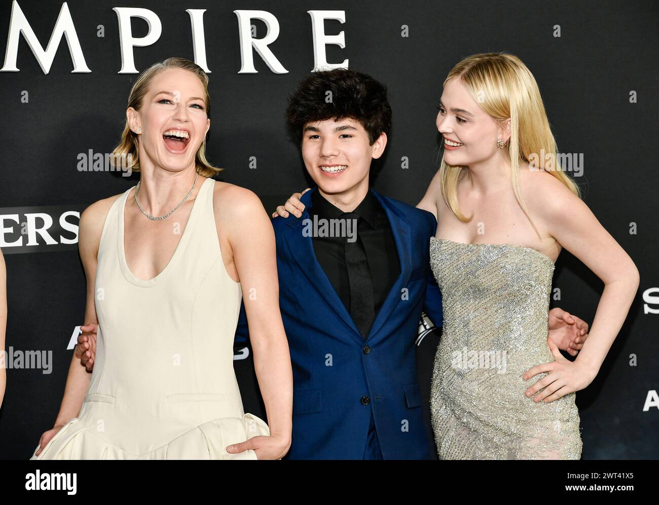 Carrie Coon, left, Logan Kim and Emily Alyn Lind attend the premiere of ...