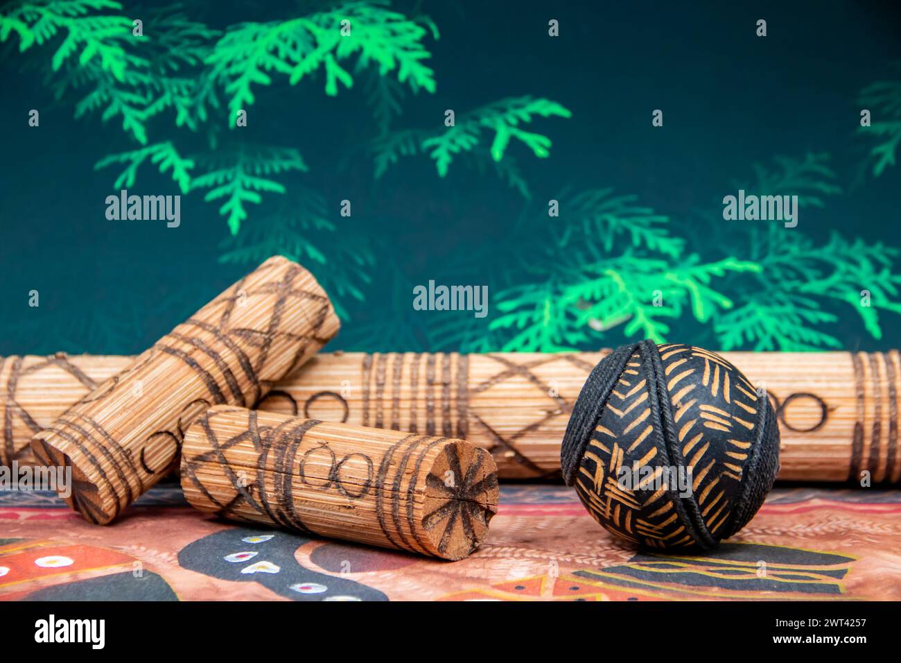 Musical traditional ethnical and tribal rhythmic idiophones made of ...