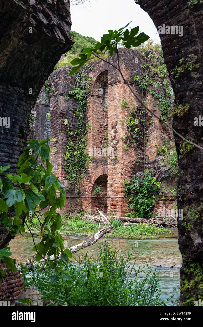 View of the archaeological site of the Roman aqueduct of the ancient ...