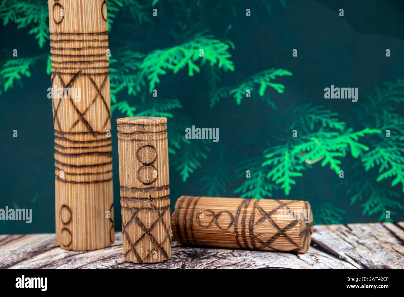 Musical traditional ethnical and tribal rhythmic idiophones made of ...