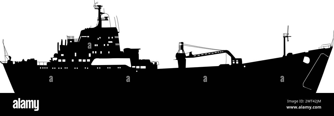 Silhouette on a white background of a ship military destroyer Stock ...