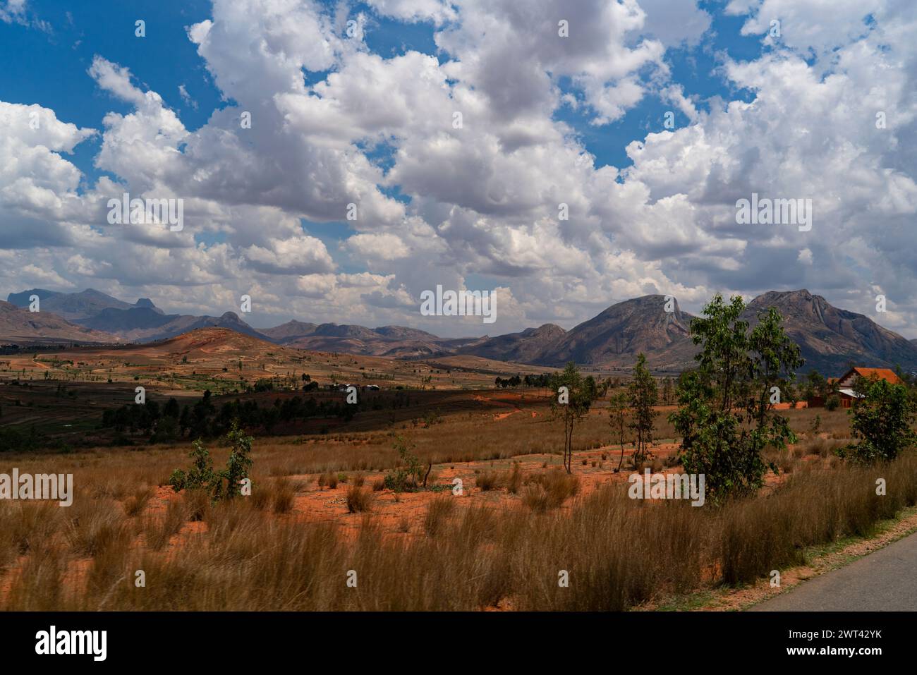 Landscape showing red laterite soil, Ambalavao, Haute Matsiatra ...