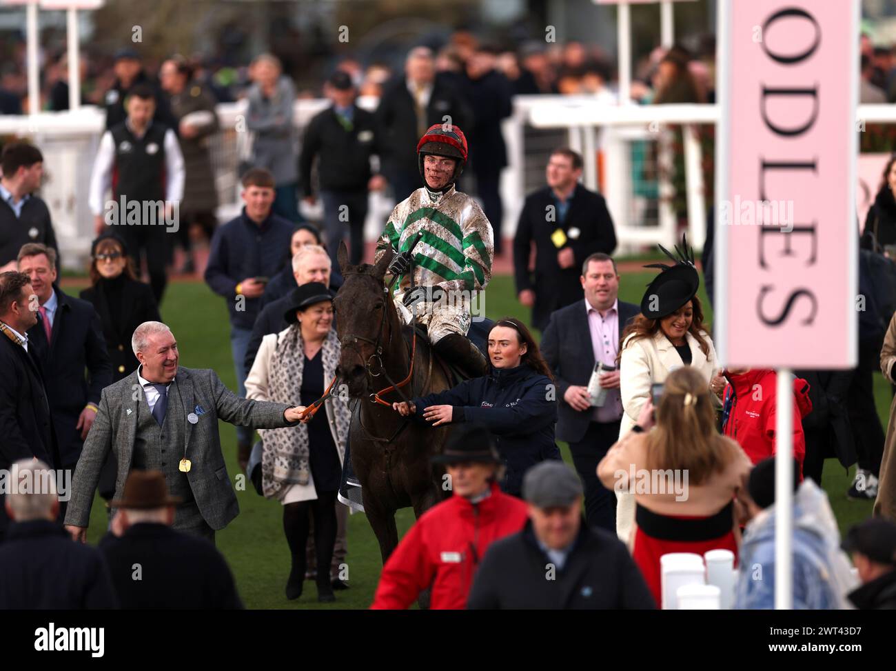 Danny Gilligan aboard Better Days Ahead after winning the Martin Pipe ...