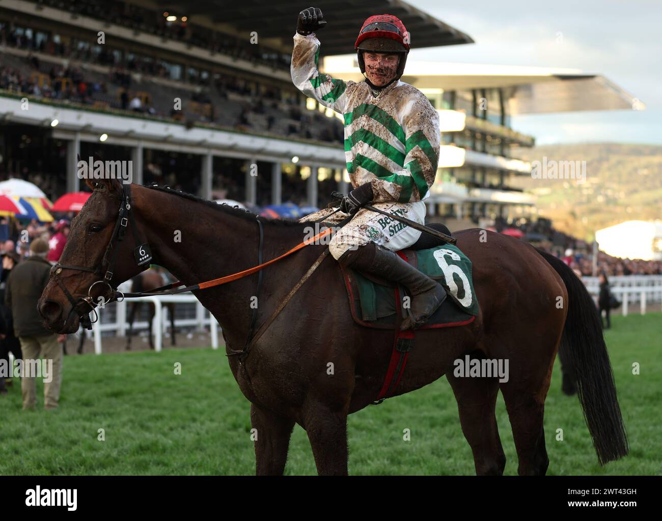 Danny Gilligan aboard Better Days Ahead after winning the Martin Pipe ...