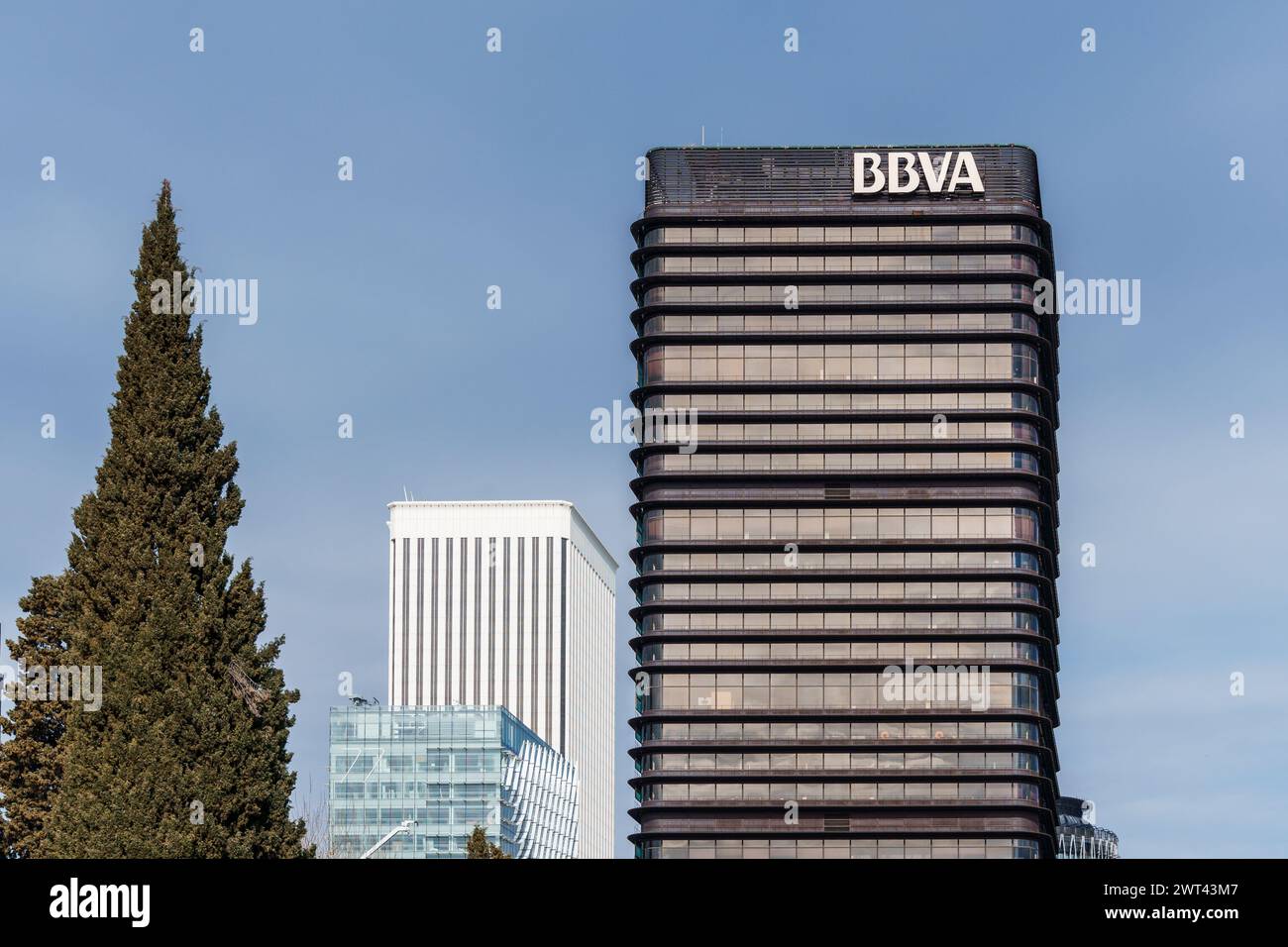 Madrid, Spain - February 11, 2024: Skyscrapers in AZCA financial area ...