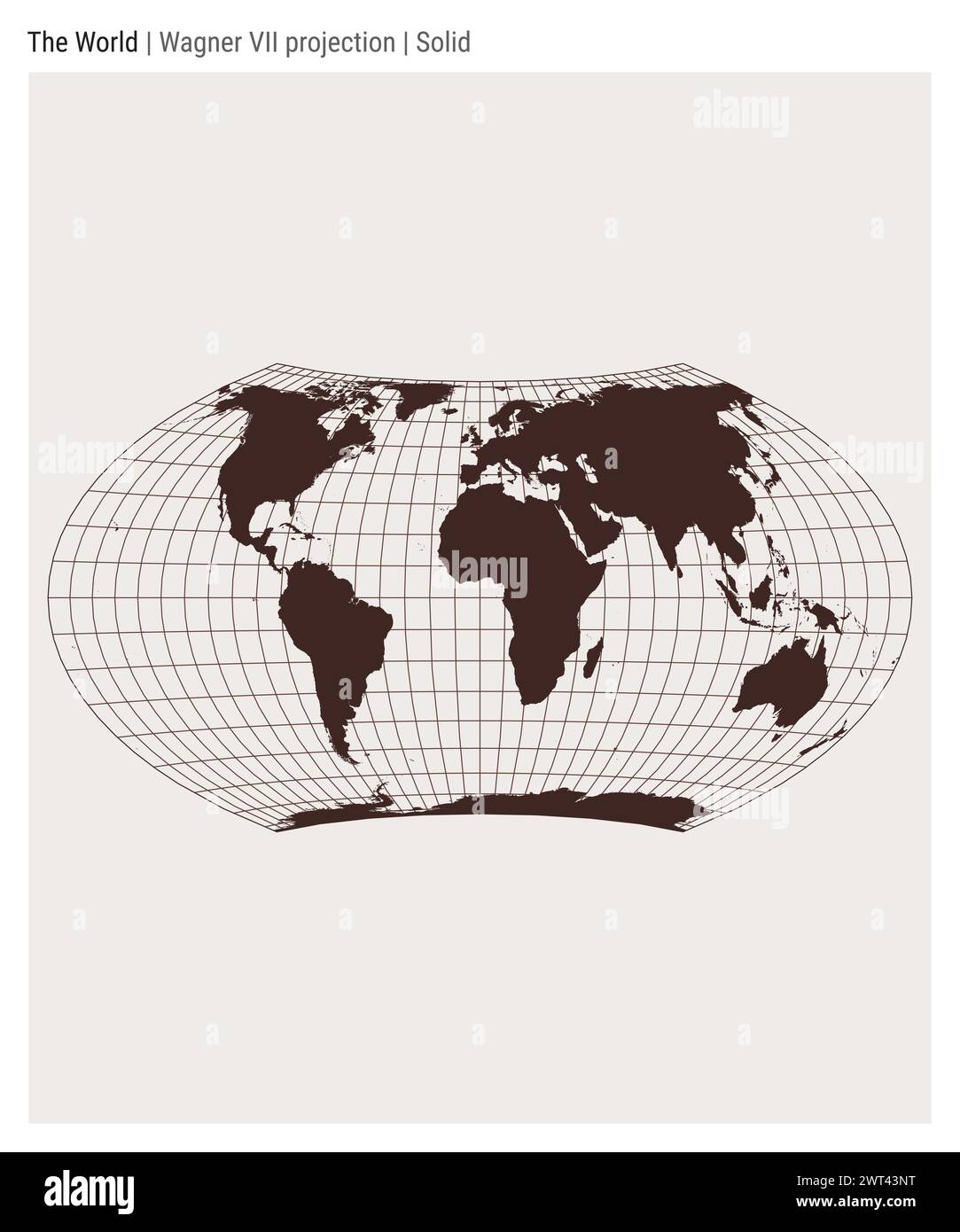 World Map. Wagner VII projection. Solid style. High Detail World map ...