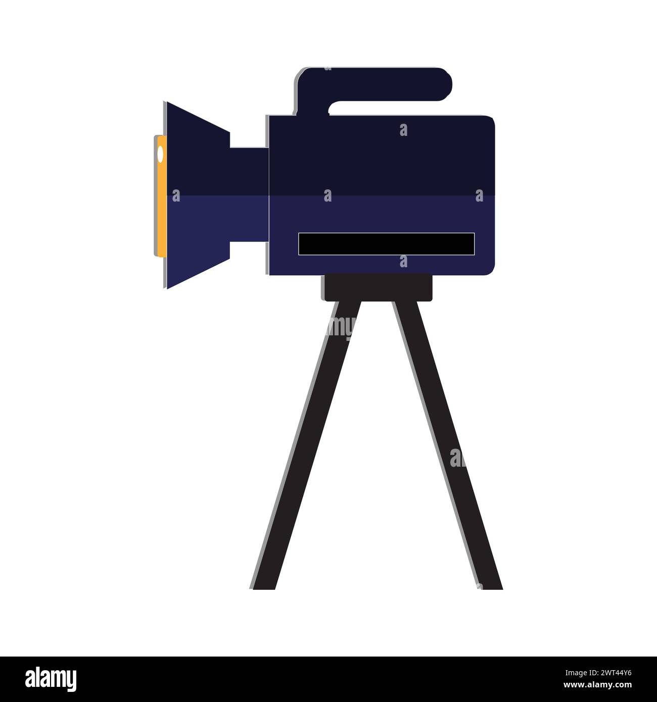 Camera tripod icon and Movie camera on a tripod. Making a movie single icon in monochrome style ...