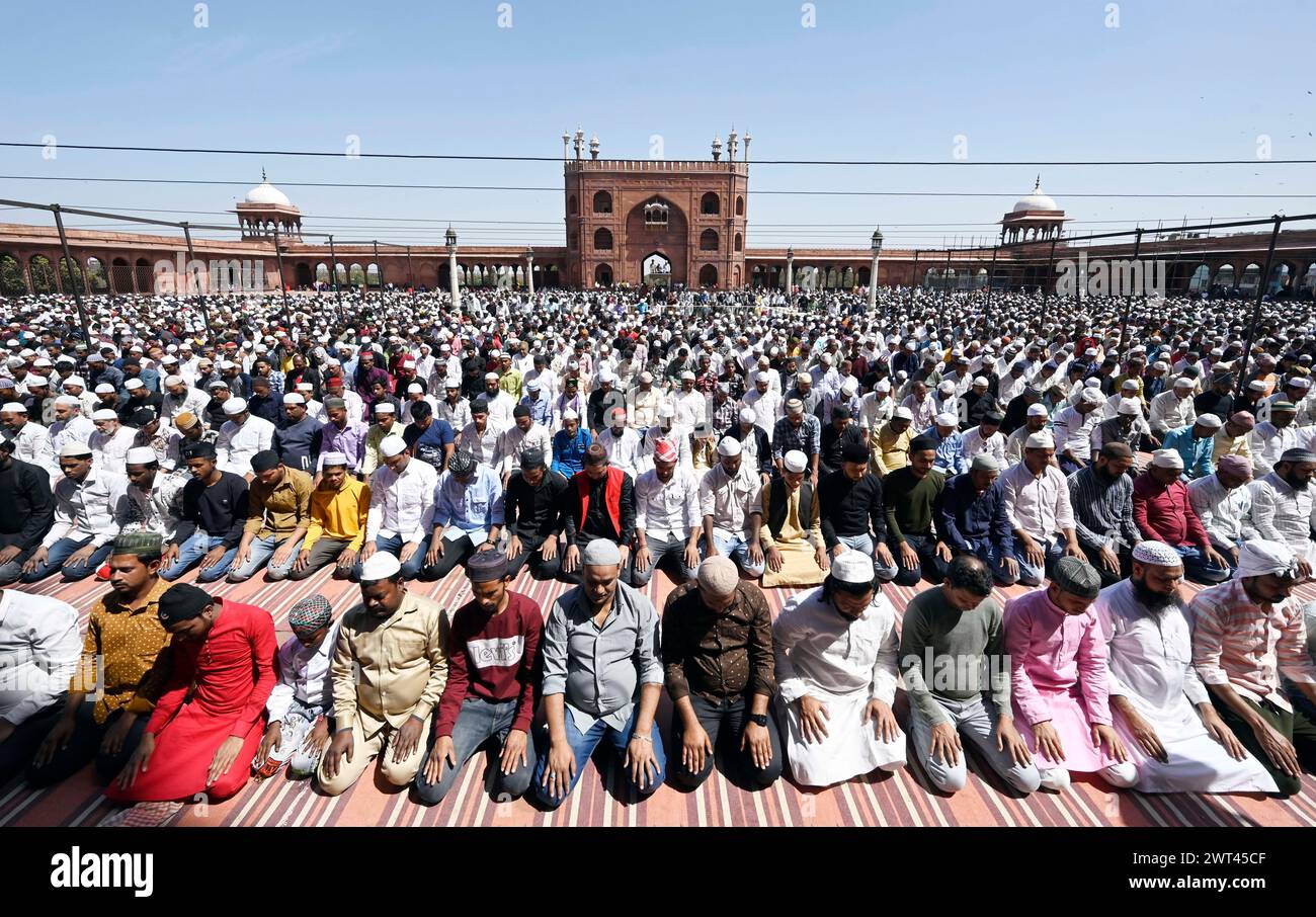 NEW DELHI, INDIA - MARCH 15: Muslim devotees offer first Friday prayers ...
