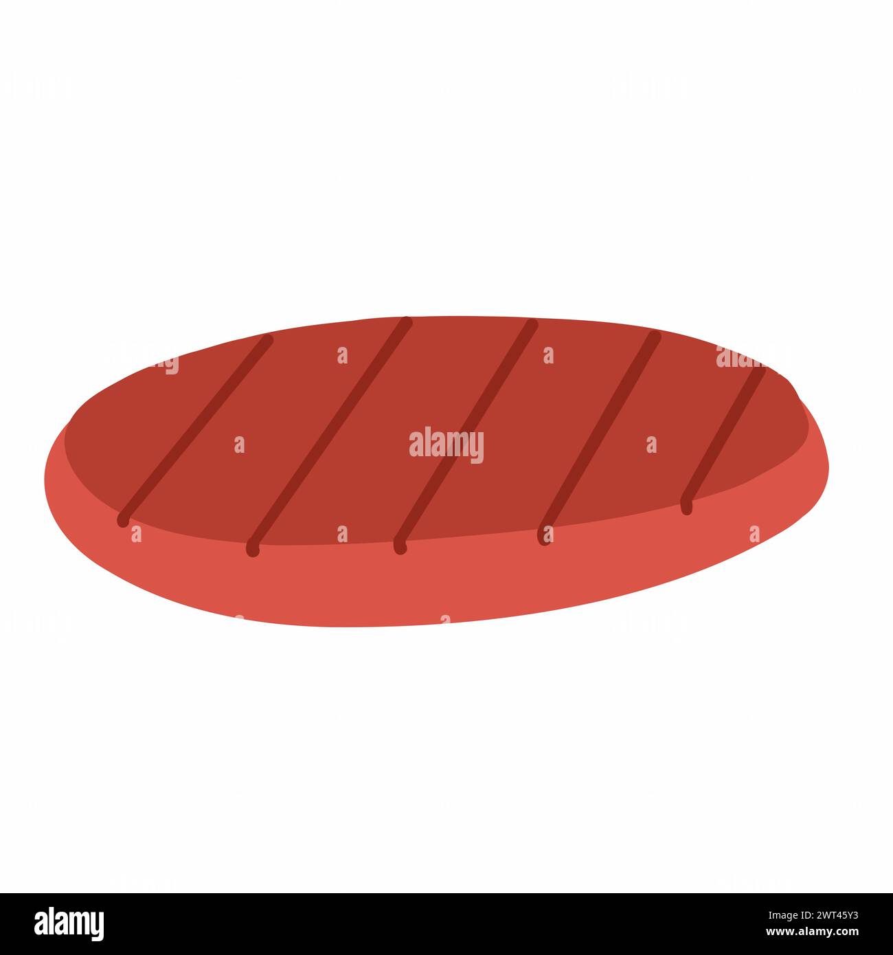 Grilled fried meat cutlet in cartoon flat style. Vector illustration ...