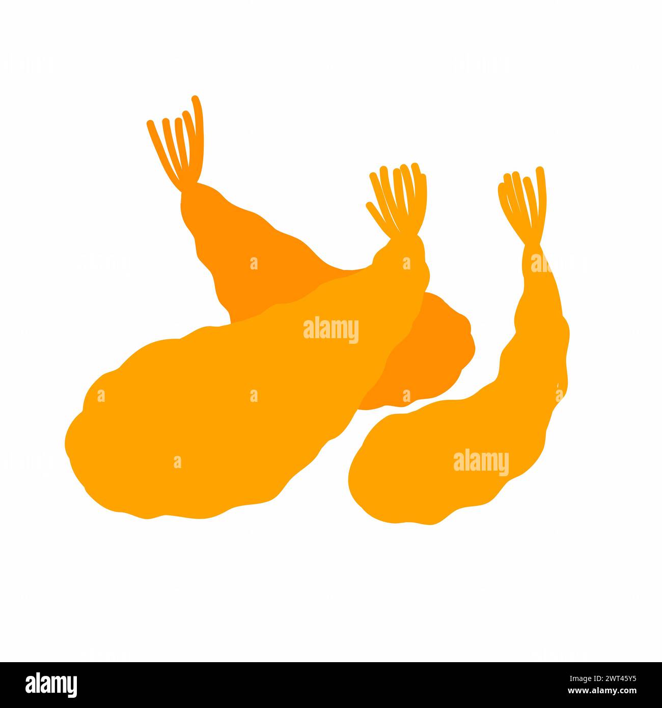 Fried tempura shrimps set in hand drawn cartoon flat style. Vector ...