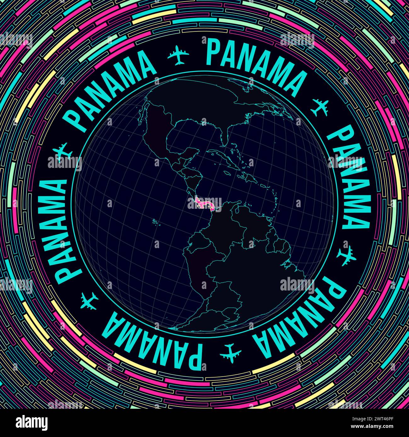 Panama globe location map Stock Vector Images - Alamy