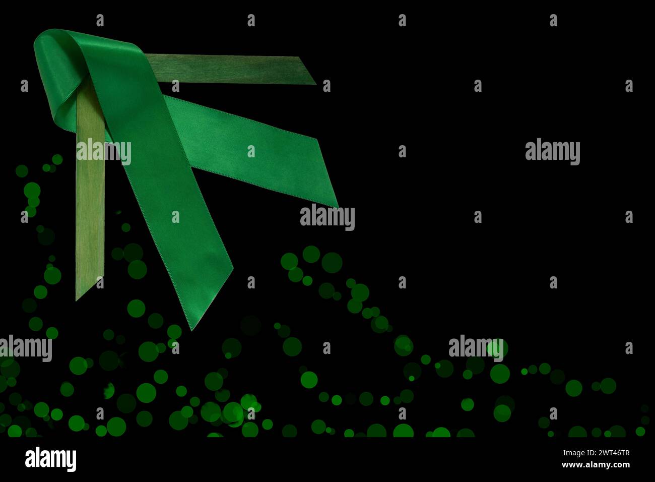 Green ribbon corner border with dots or bokeh allows space for text on ...