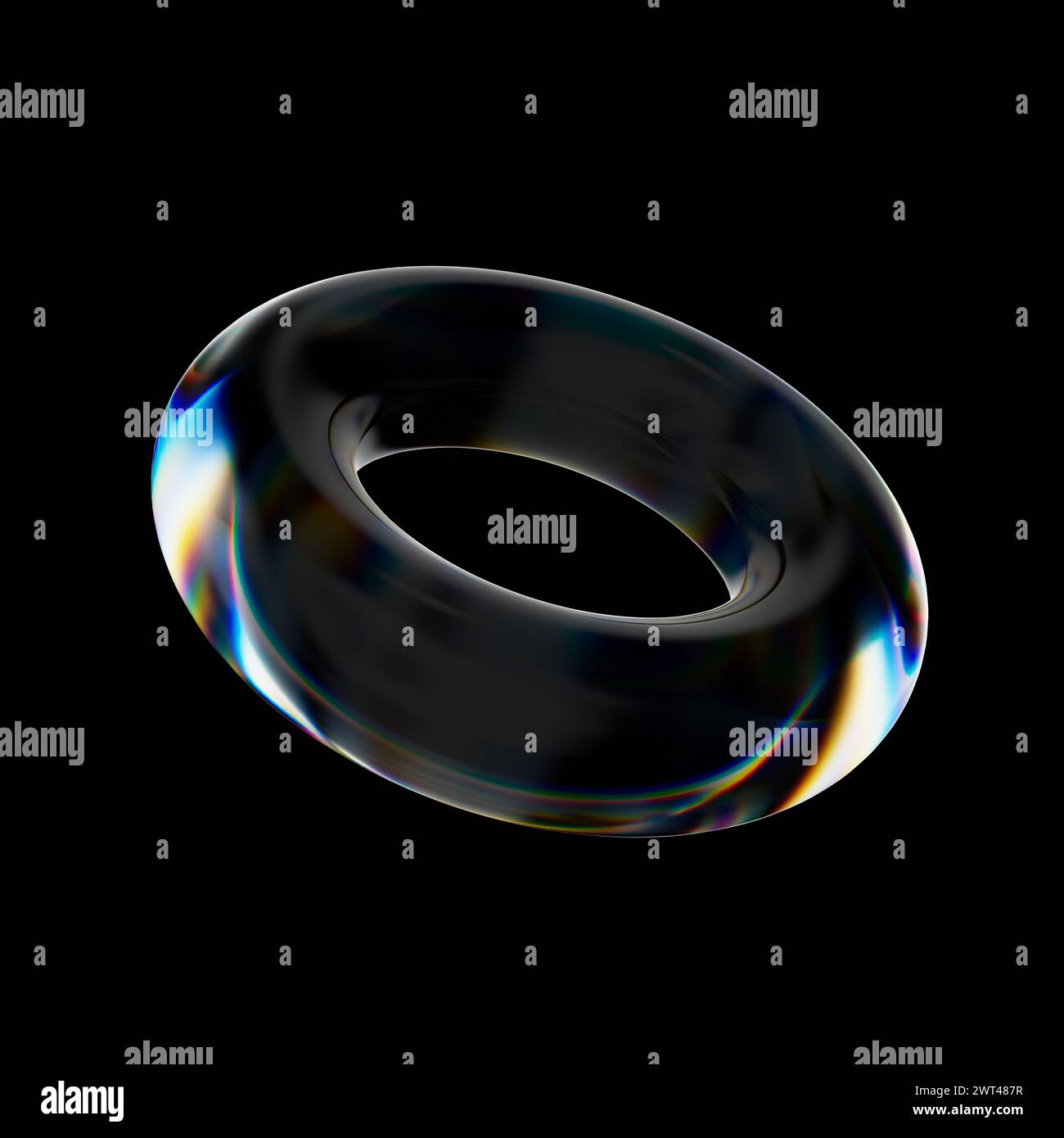 3d Transparent glossy ring with dispersion effect. Rainbow colors ...