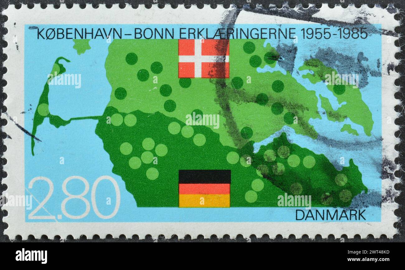 Cancelled postage stamp printed by Denmark, that celebrates 30th ...