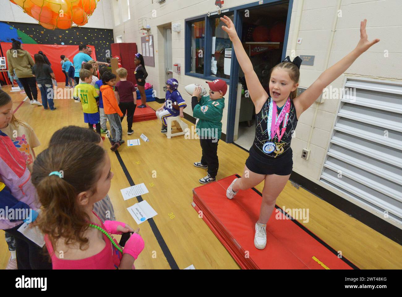 Aubri Andrejczuk portrays gymnast Simone Biles, Friday, March 15, 2024 ...