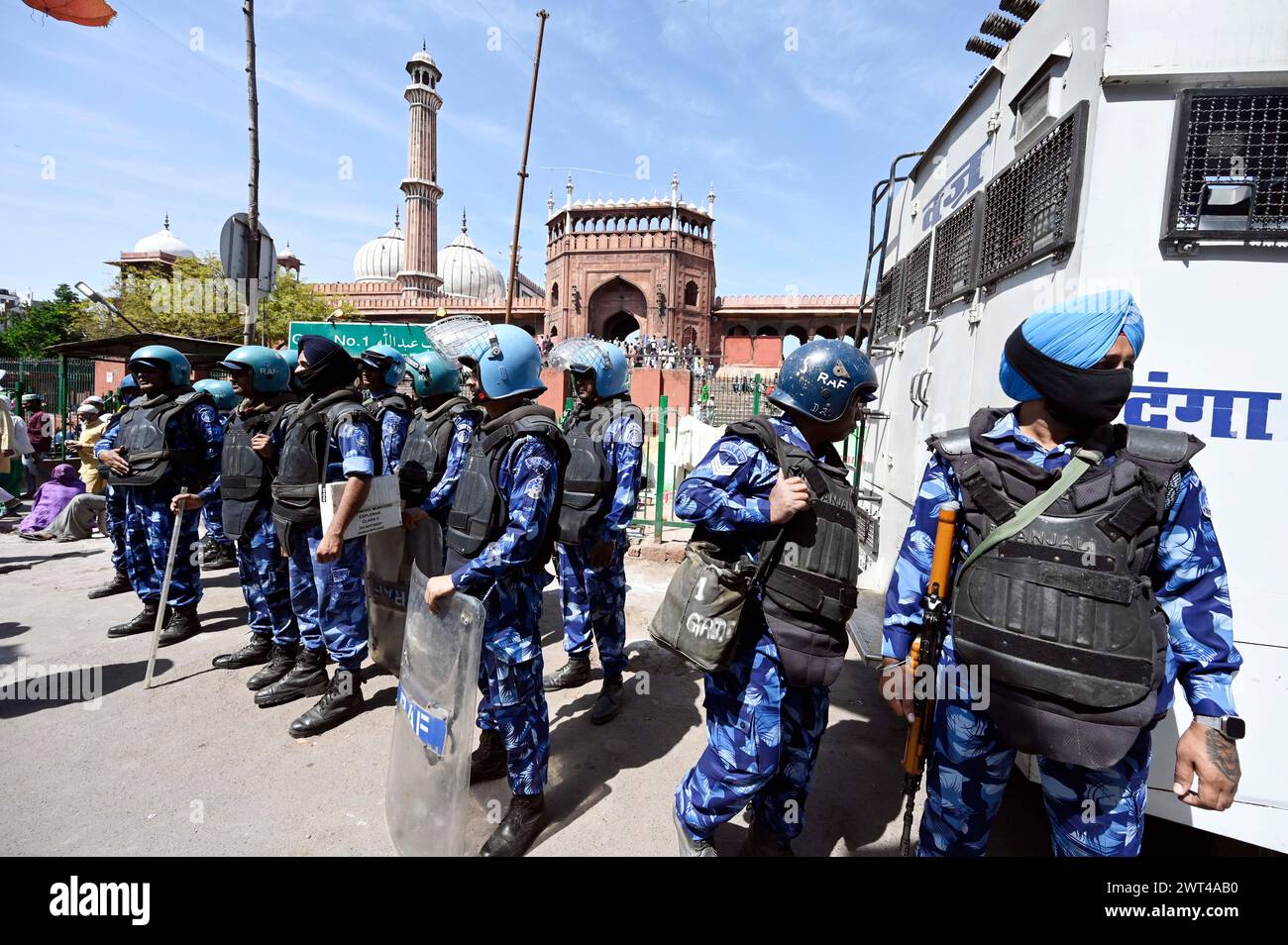 NEW DELHI, INDIA - MARCH 15: Heavy security deploys at Jama Masjid ...