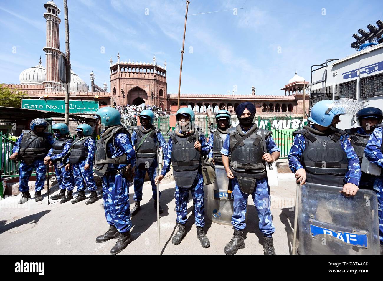 NEW DELHI, INDIA - MARCH 15: Heavy security deploys at Jama Masjid ...