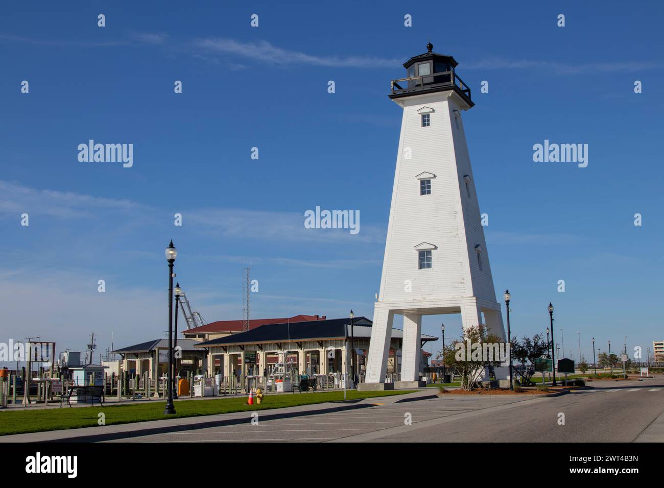 The historic Ship Island Lighthouse at Gulfport, Mississippi Stock ...