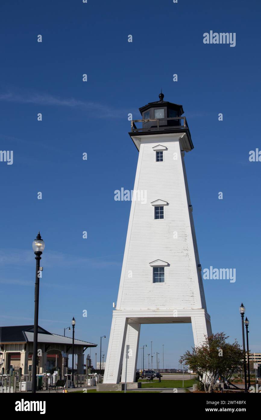 The historic Ship Island Lighthouse at Gulfport, Mississippi Stock ...
