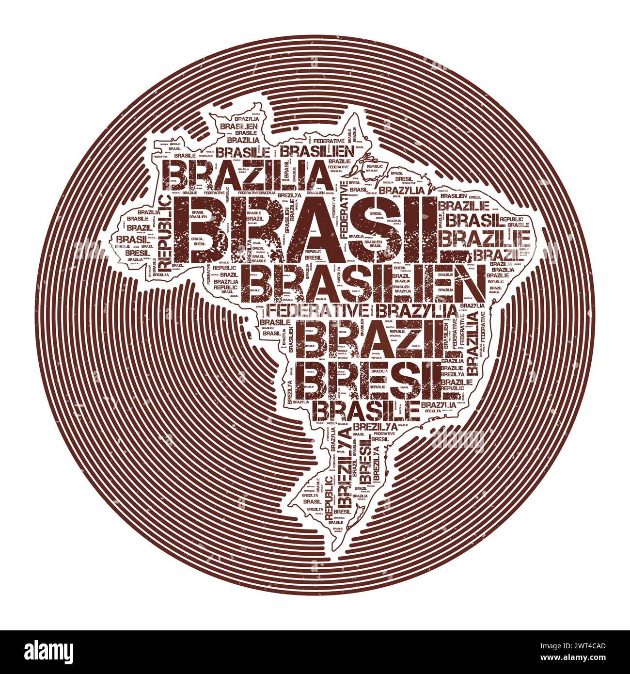 Brazil vector image. Country round logo design. Brazil poster in ...