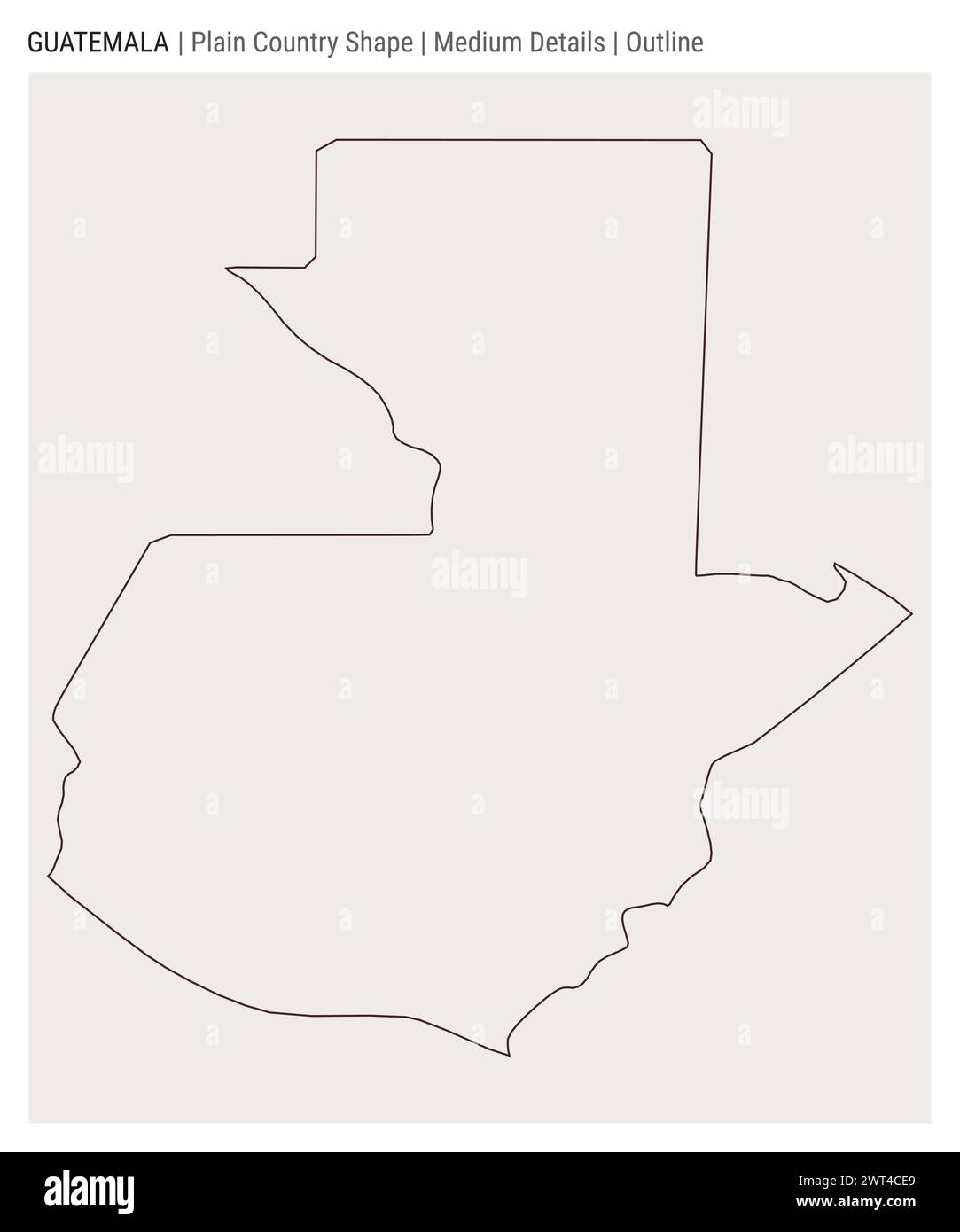 Guatemala plain country map. Medium details. Outline style. Shape of ...