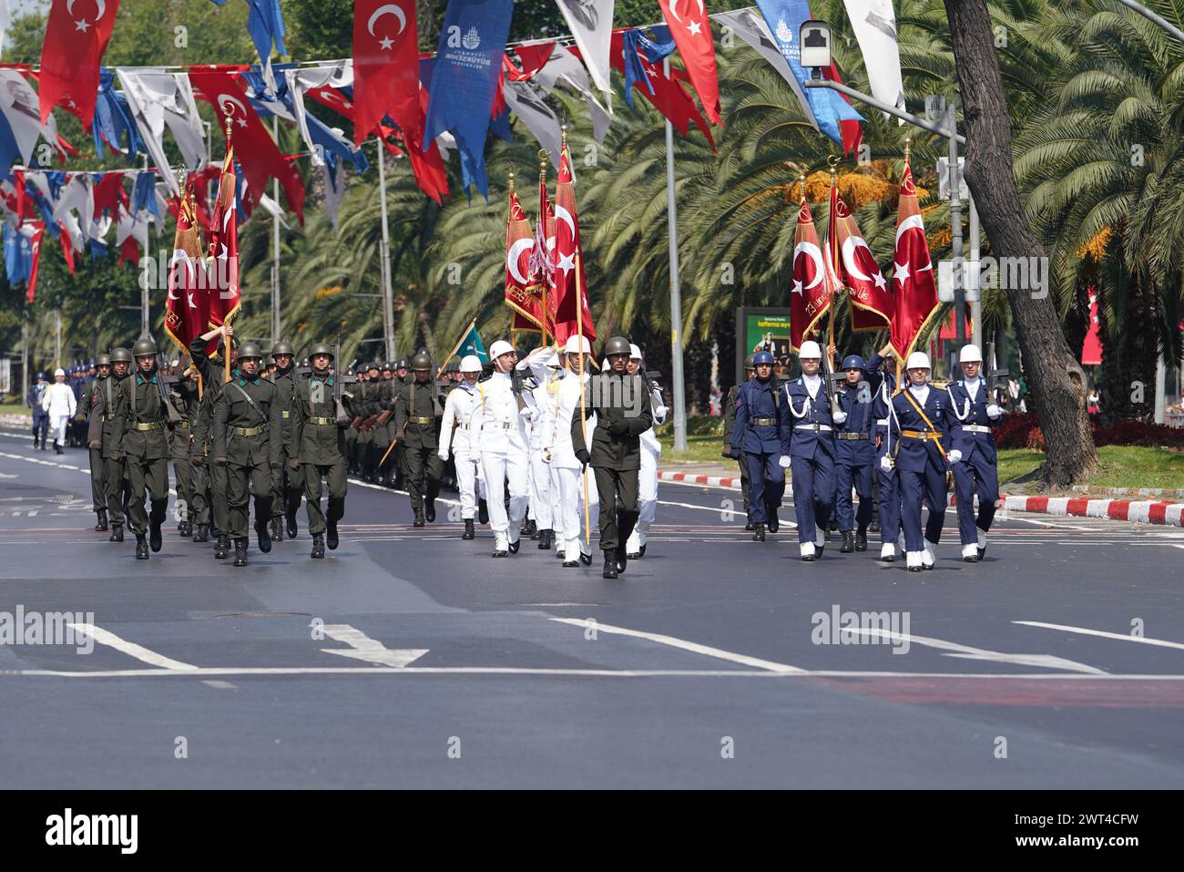 ISTANBUL, TURKIYE - AUGUST 30, 2023: Soldiers march during anniversary ...