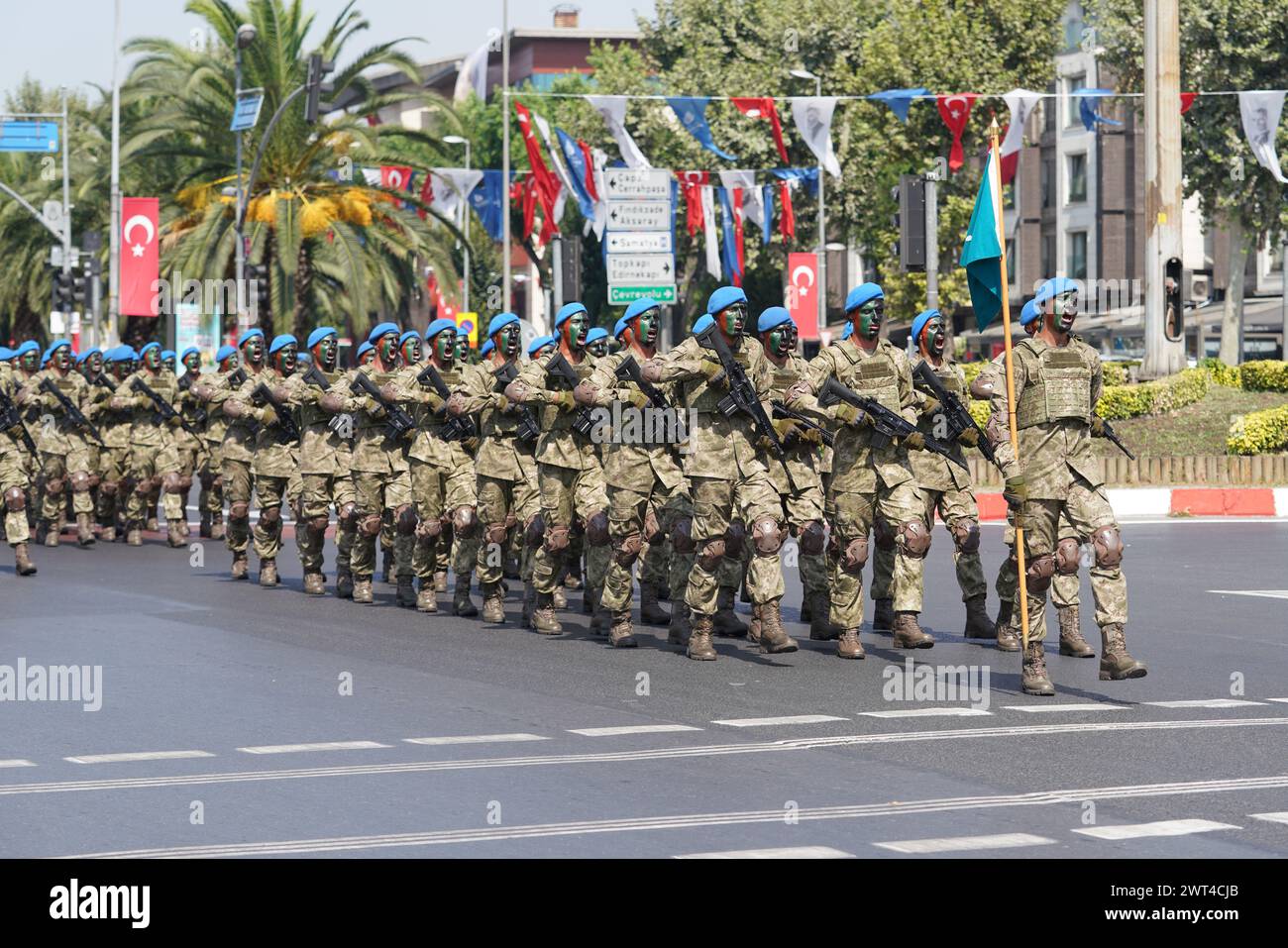 ISTANBUL, TURKIYE - AUGUST 30, 2023: Soldiers march during anniversary ...