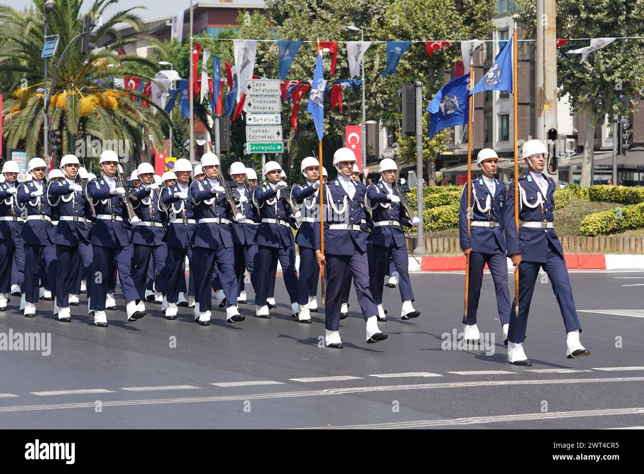 ISTANBUL, TURKIYE - AUGUST 30, 2023: Soldiers march during anniversary ...