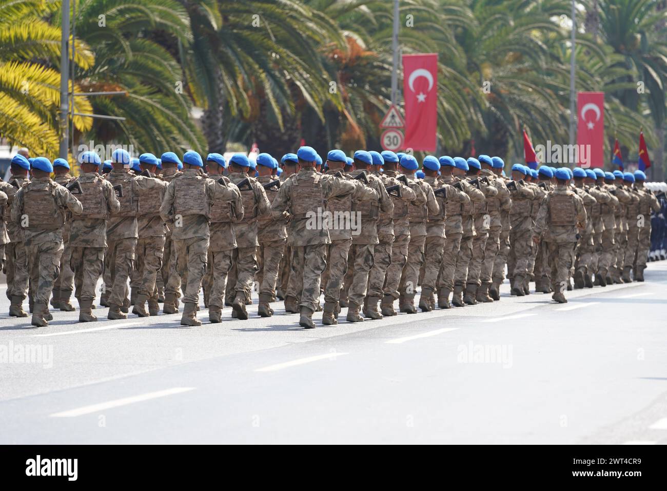 ISTANBUL, TURKIYE - AUGUST 30, 2023: Soldiers march during anniversary ...