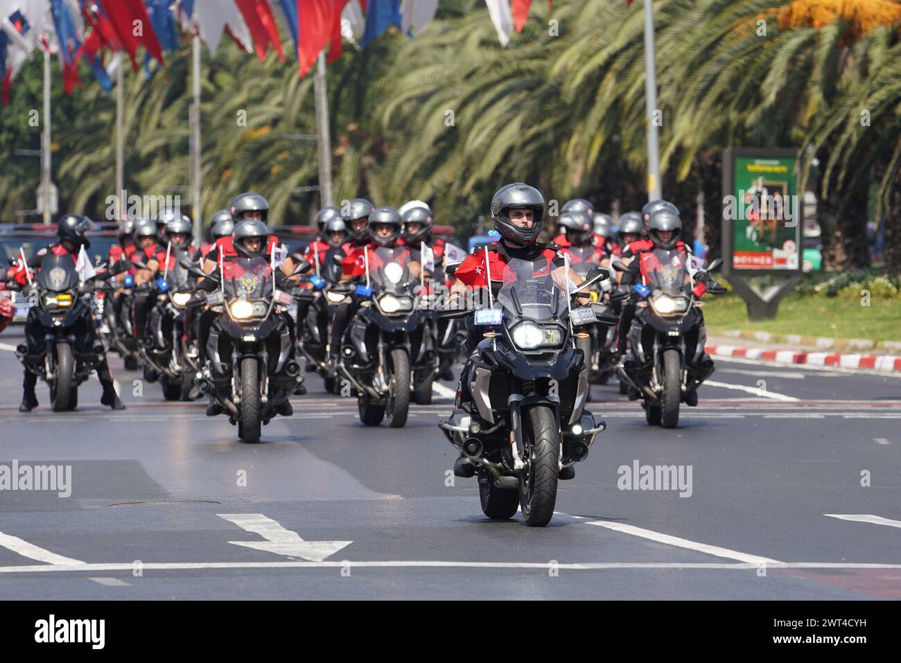 ISTANBUL, TURKIYE - AUGUST 30, 2023: Motorized police parade during ...