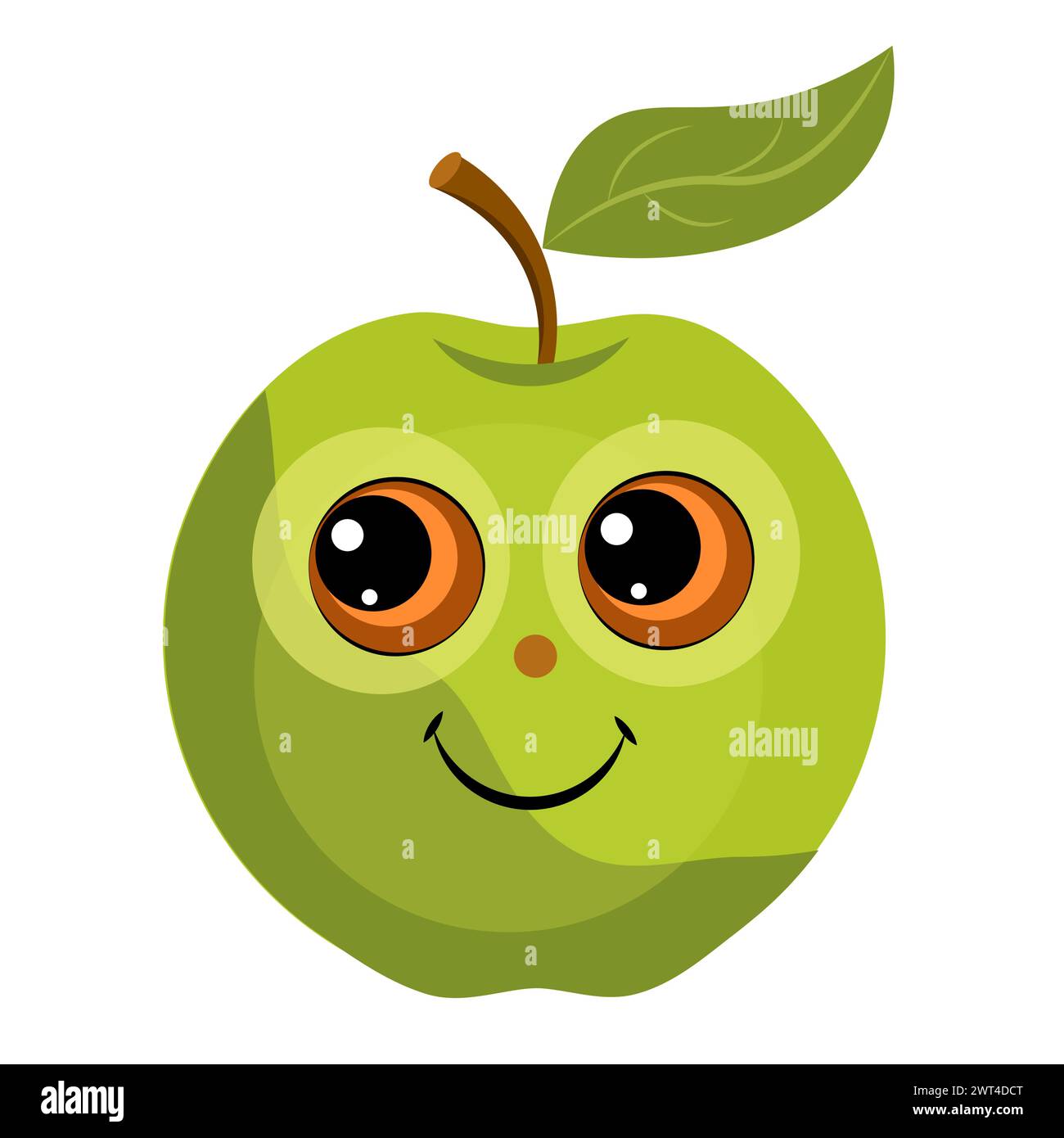 Green apple with eyes on white background Stock Vector Image & Art - Alamy