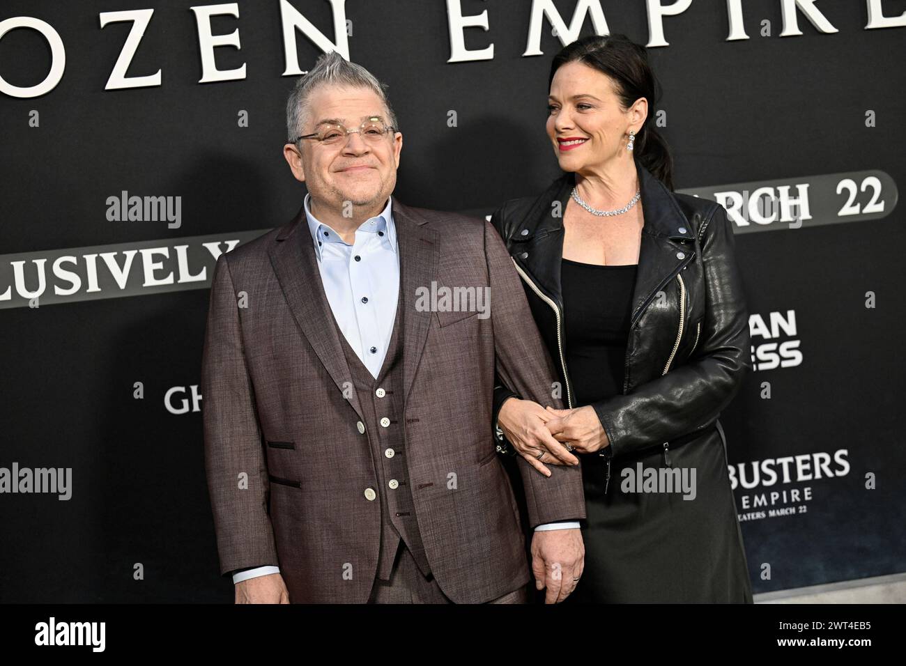 Patton Oswalt, left, and wife Meredith Salenger attend the premiere of ...