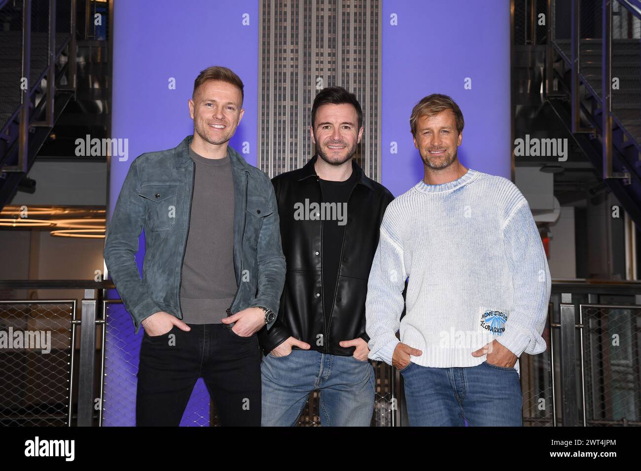 New York, USA. 15th Mar, 2024. Members of the Irish pop group Westlife ...