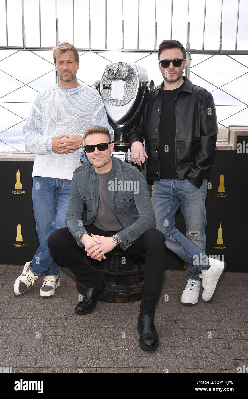 New York, USA. 15th Mar, 2024. Members of the Irish pop group Westlife ...