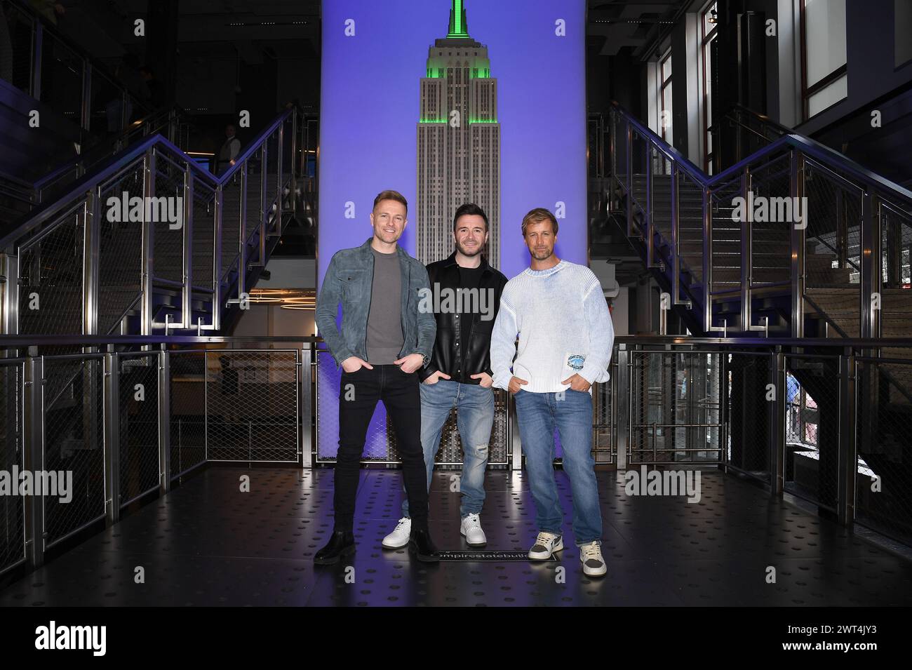 New York, USA. 15th Mar, 2024. Members of the Irish pop group Westlife ...