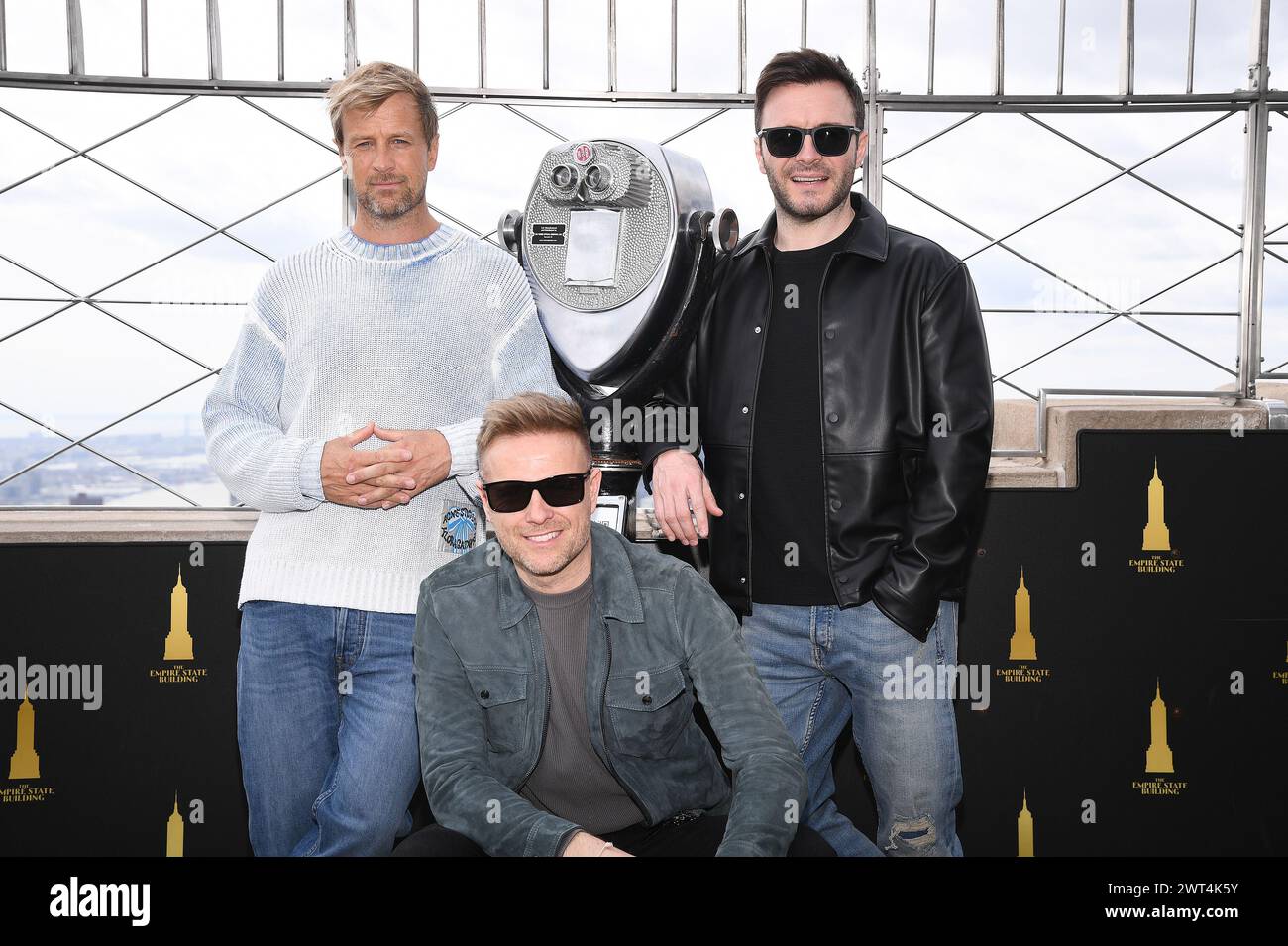 New York, USA. 15th Mar, 2024. Members of the Irish pop group Westlife ...
