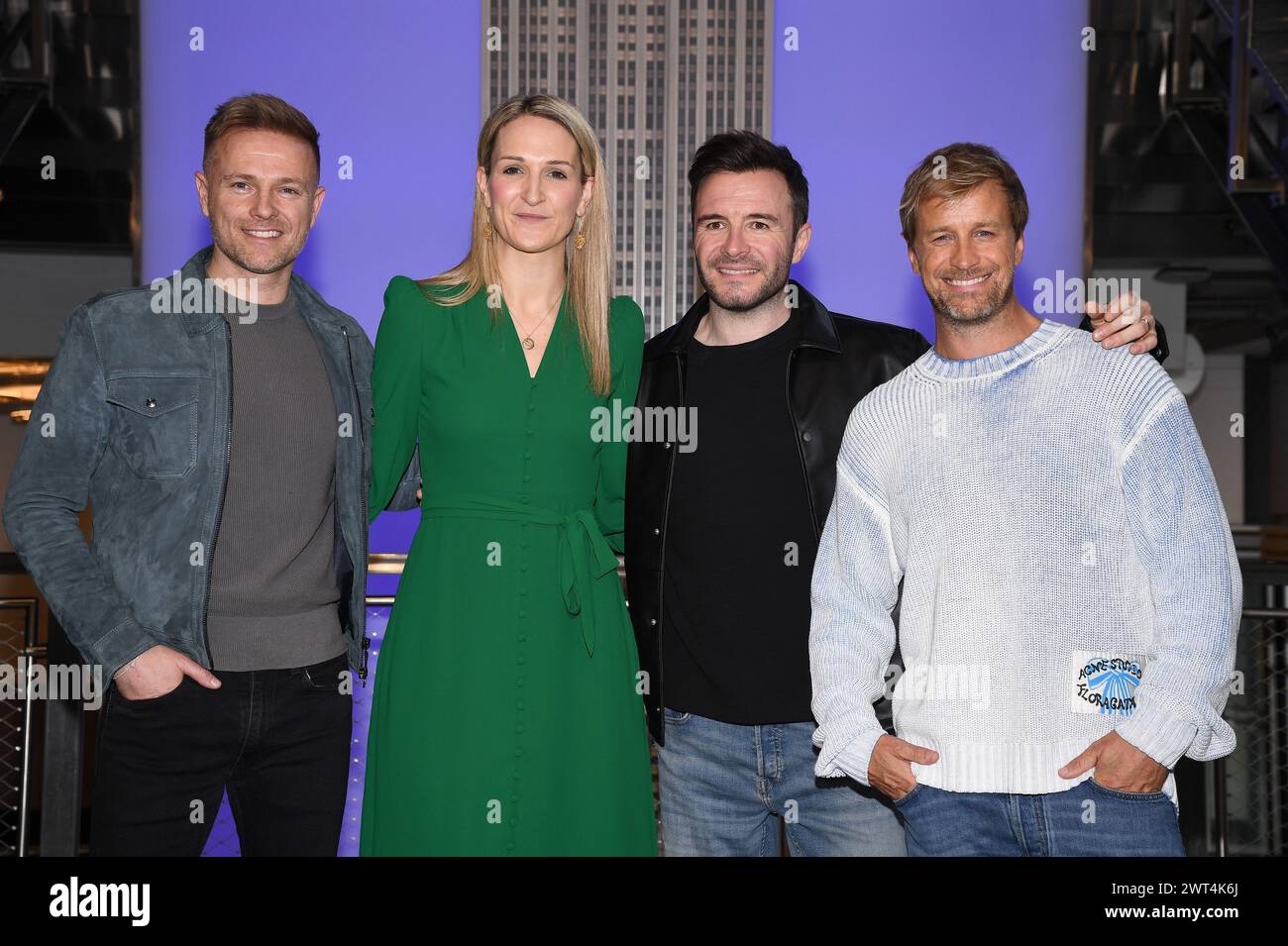 New York, USA. 15th Mar, 2024. Members of the Irish pop group Westlife ...