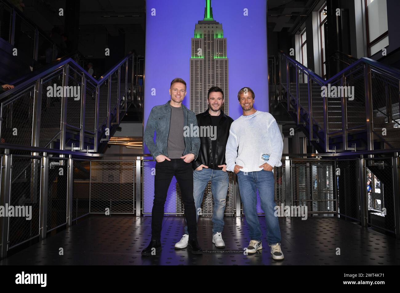 New York, USA. 15th Mar, 2024. Members of the Irish pop group Westlife ...