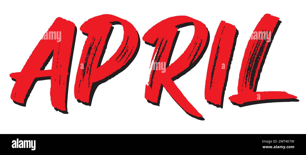 Red word of month 'APRIL'. Vector illustration. Title of April with ...